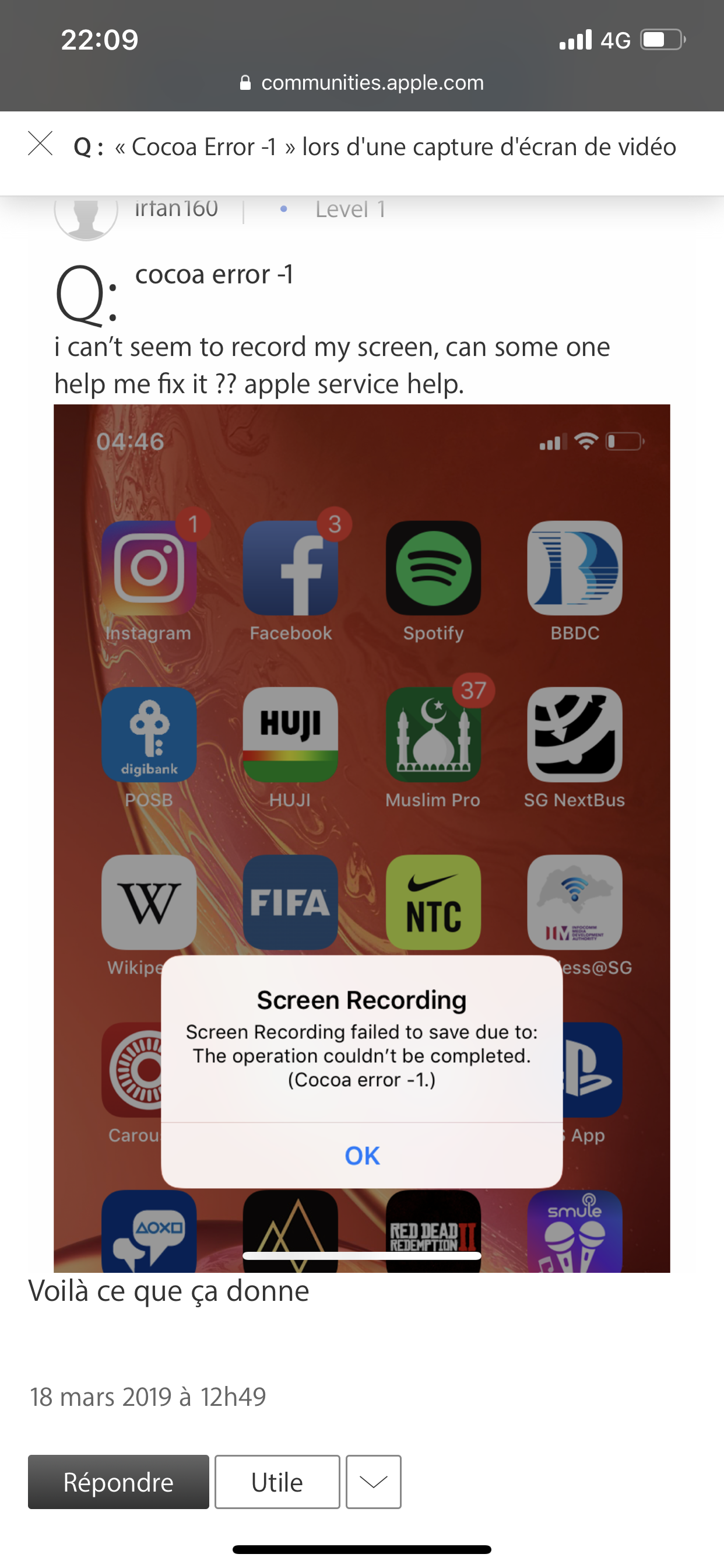 Cocoa error -1 - Apple Community