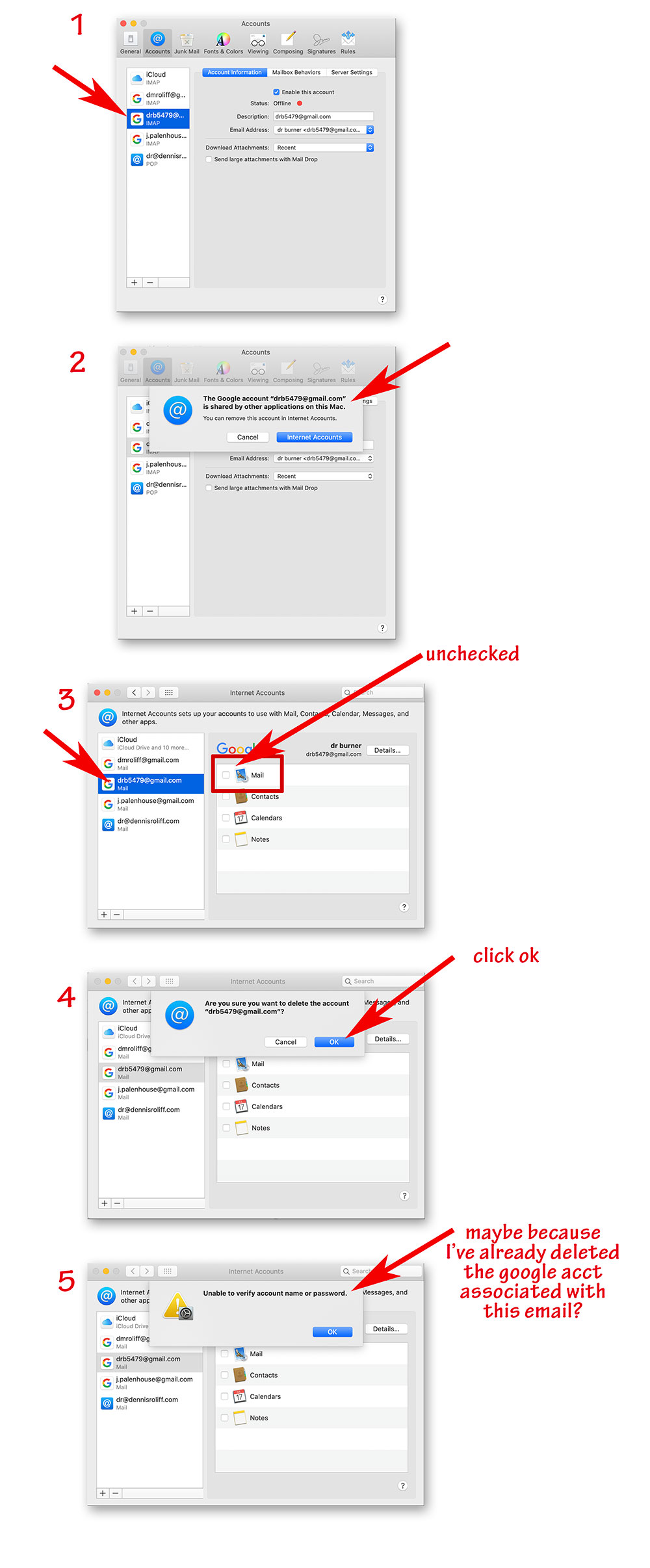remove an internet account with terminal - Apple Community