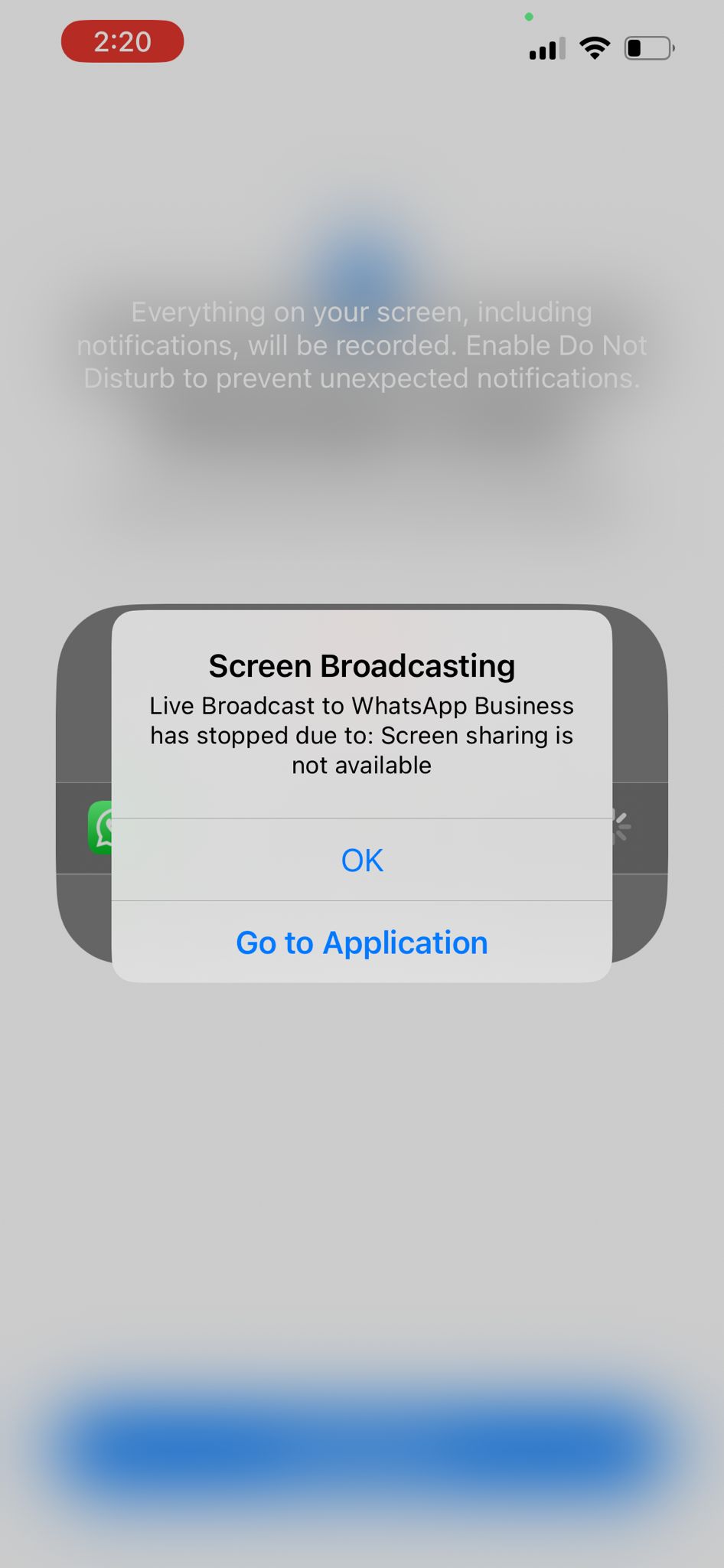 Whatsapp screen broadcasting - Apple Community
