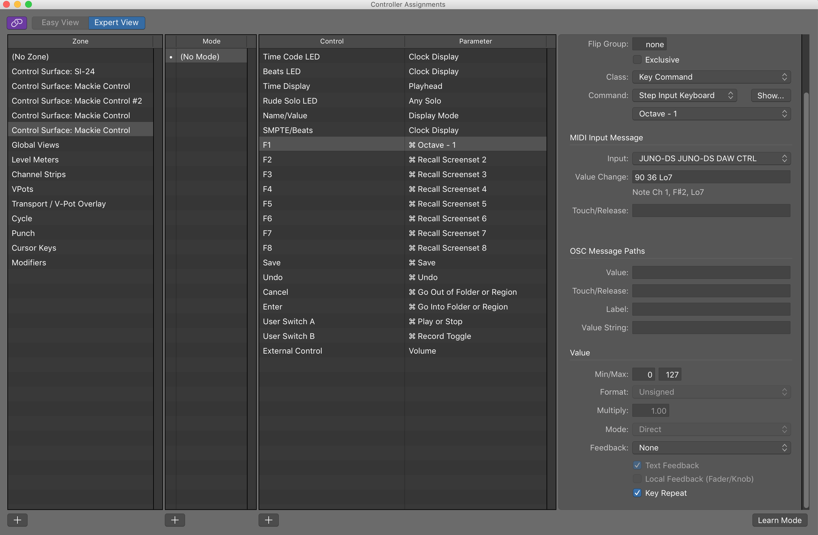 Can I assign an Octave +1/-1 button for m… - Apple Community