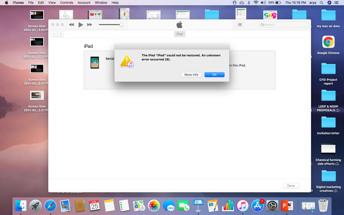 unknown error occurred 9 - Apple Community