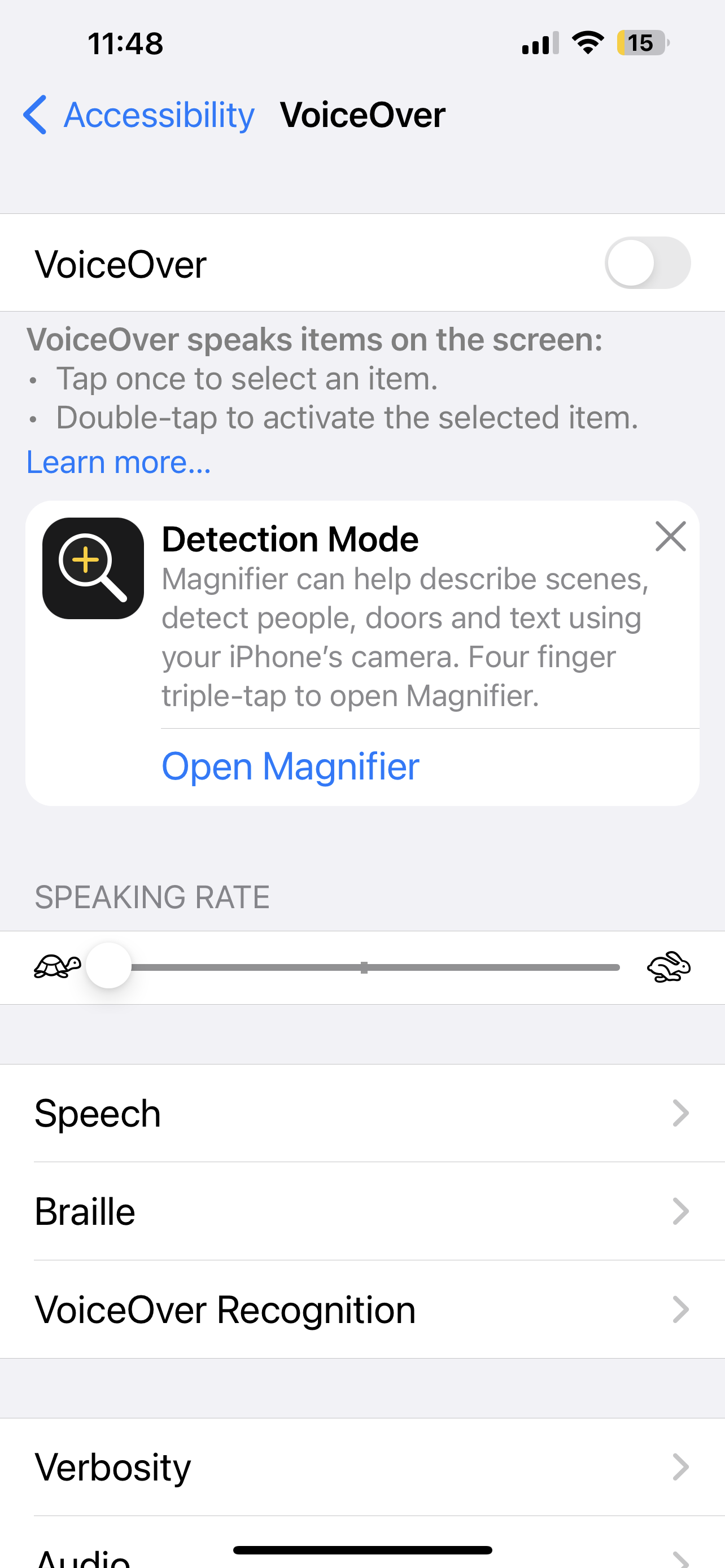Magnifier, braille and voice memos - Apple Community
