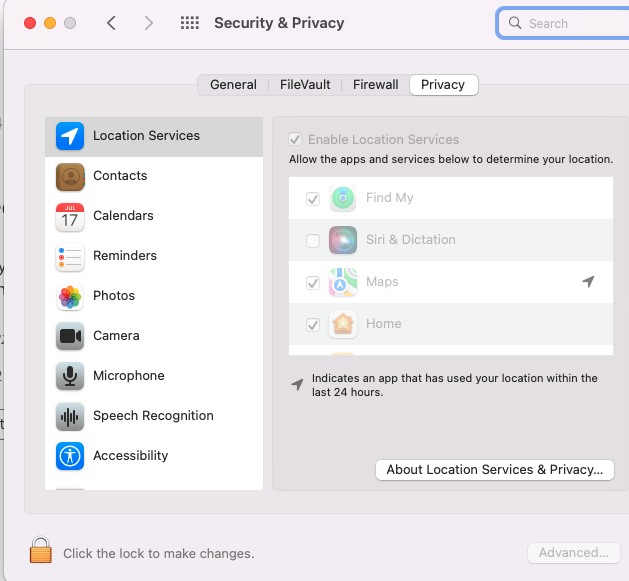 applets in security and privacy panel - Apple Community
