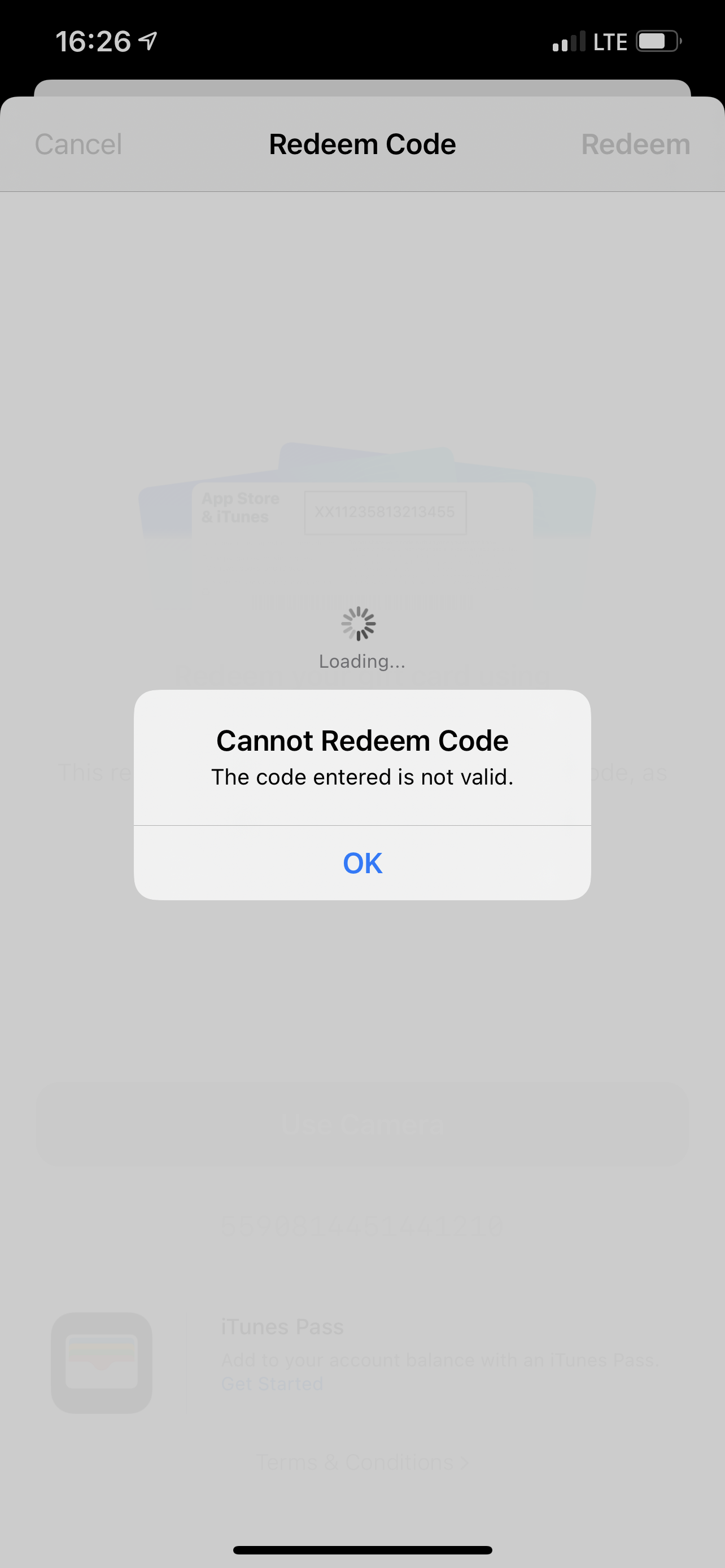 I can't redeem my code - Apple Community