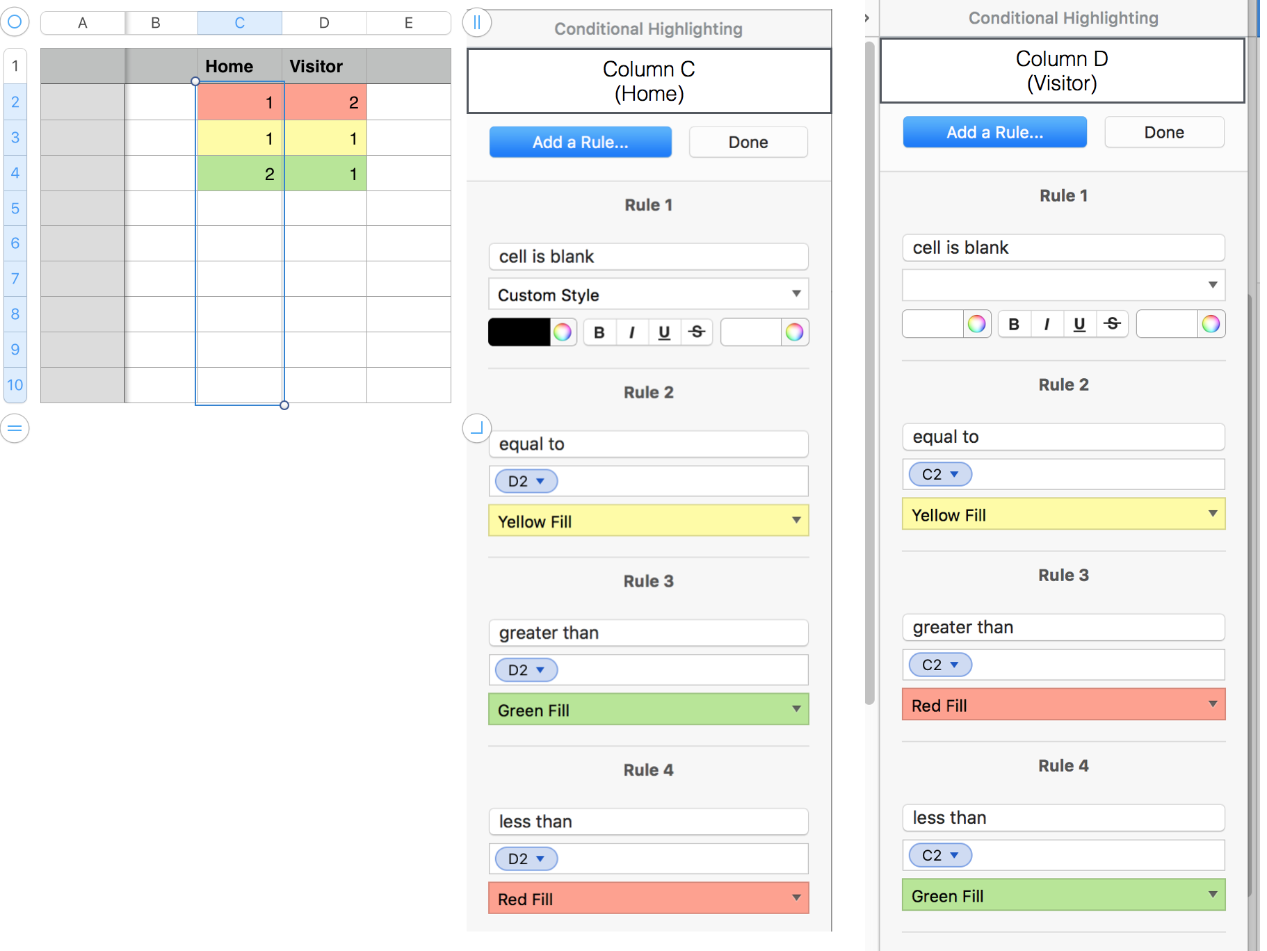 Conditional formatting if x>y - Apple Community