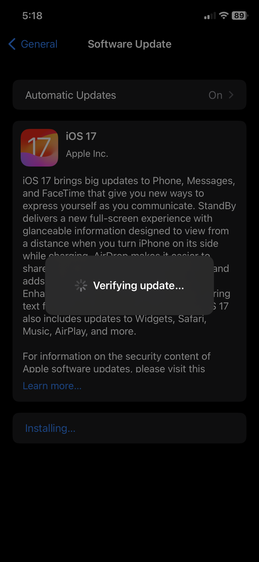 iOS 17 update takes too long to verify - Apple Community