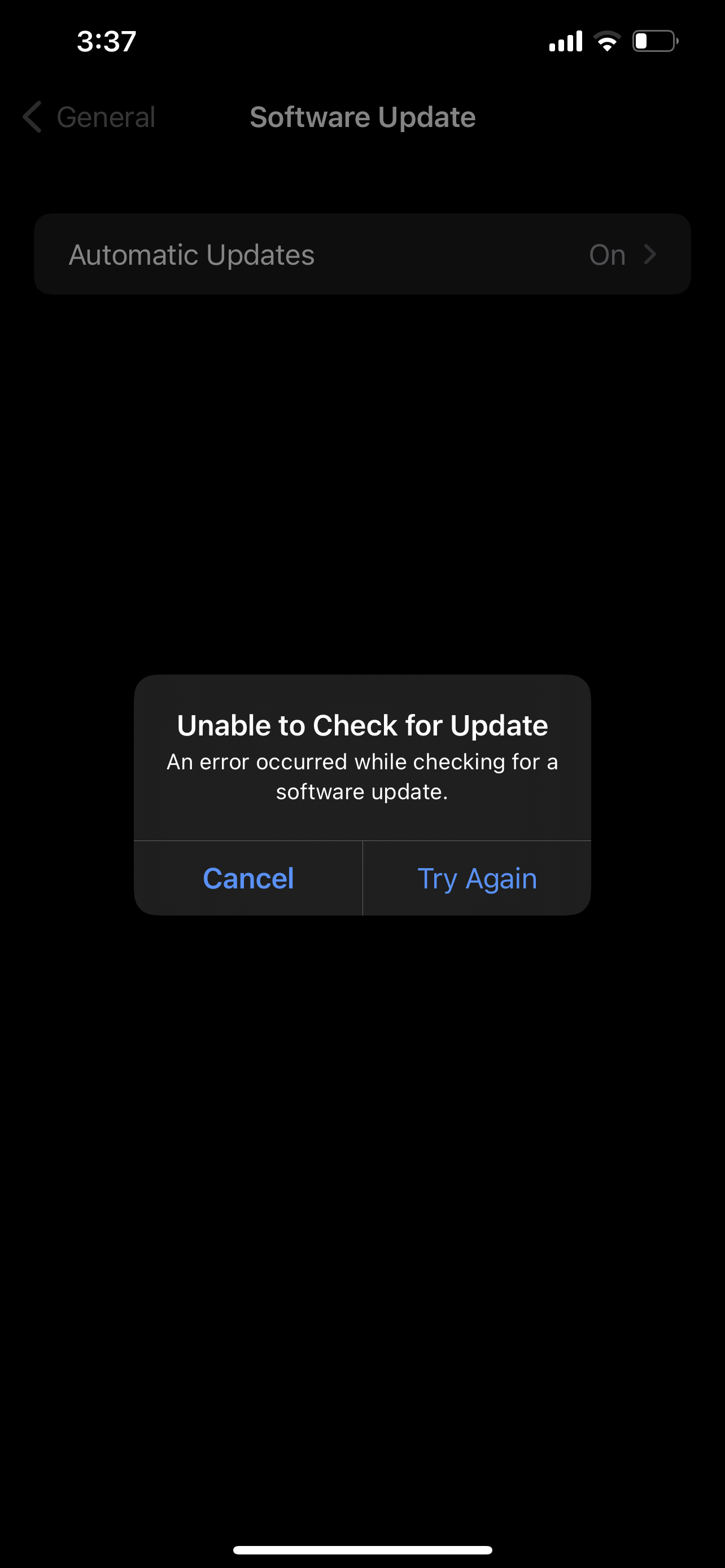 'Unable to check for update' message - Apple Community