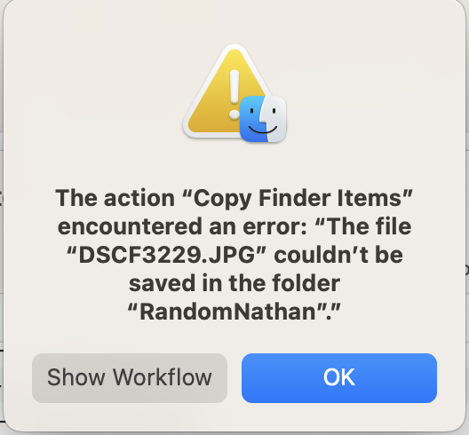 Automator "Copy Finder item" failing to w… - Apple Community