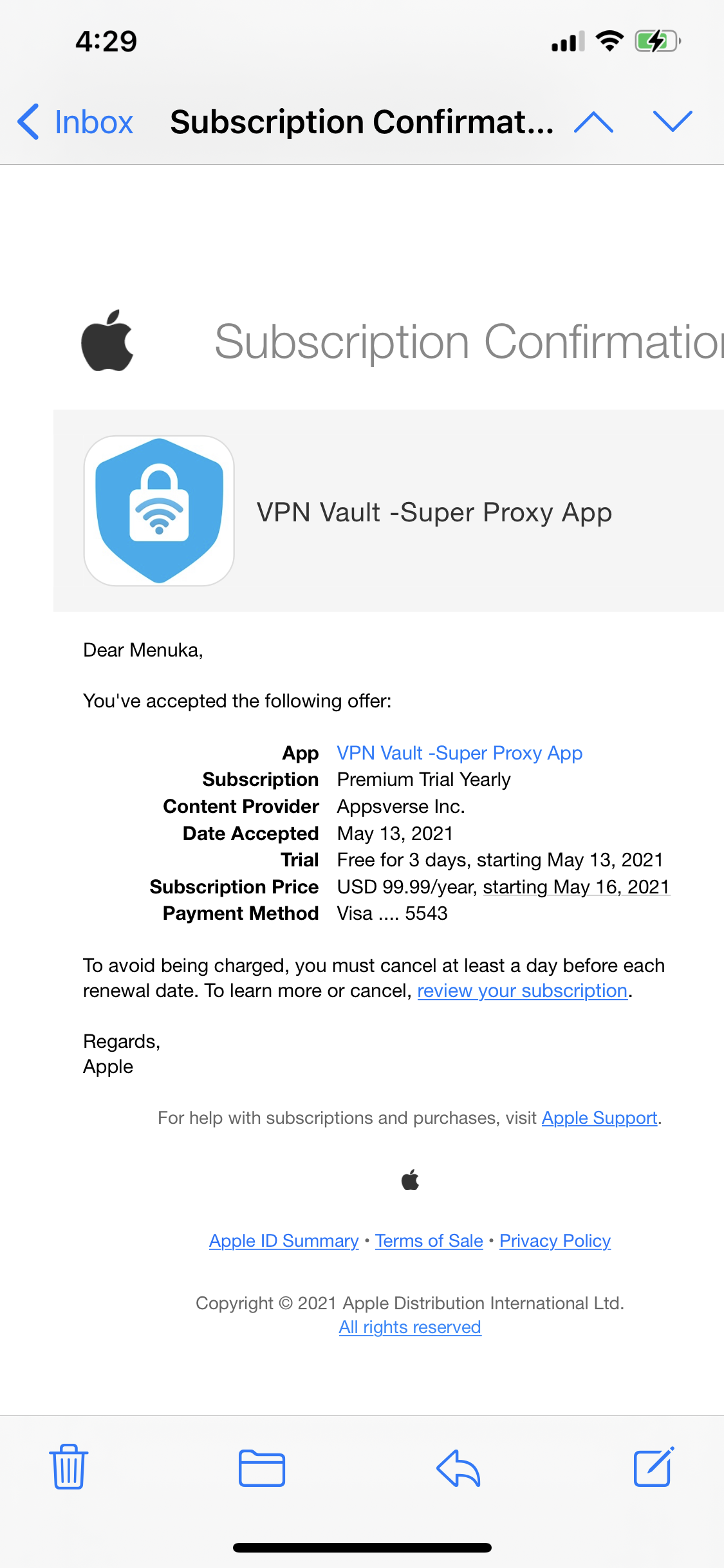 Accidentally I subscribed app $99 I want … - Apple Community