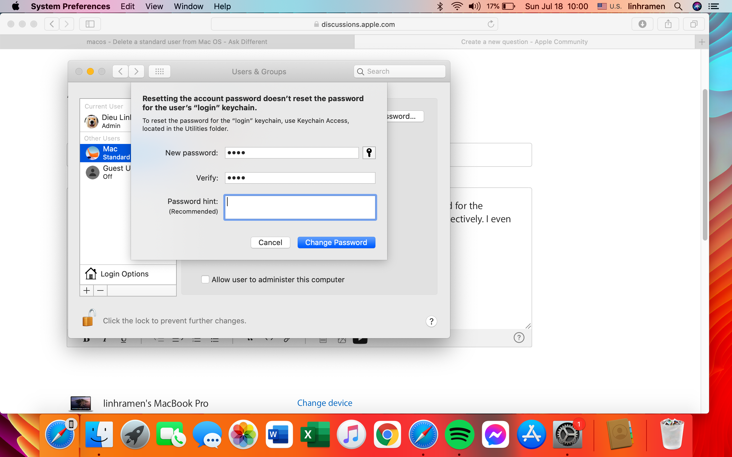 Delete a standard user - Apple Community