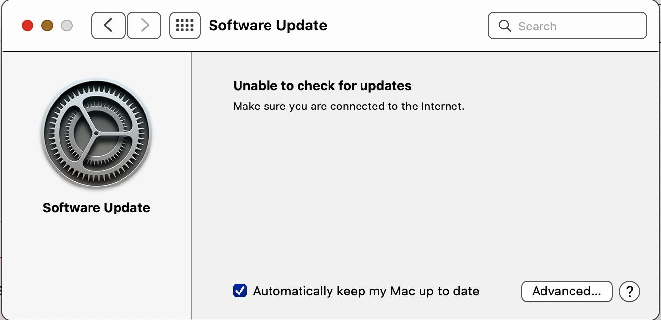 unable to check for updates. Make sure yo… - Apple Community