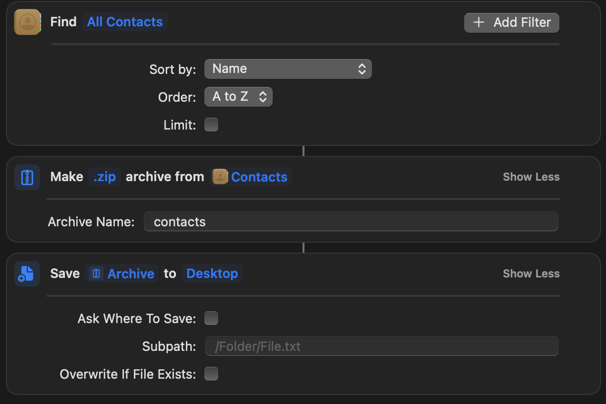 Automator Contacts Ventura - Apple Community