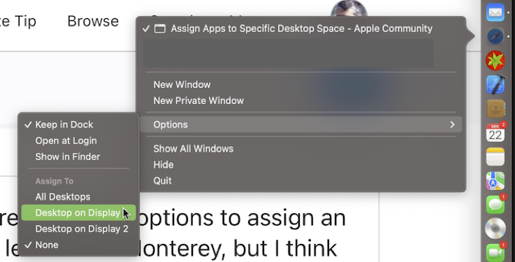 Different desktops - windows displayed on… - Apple Community