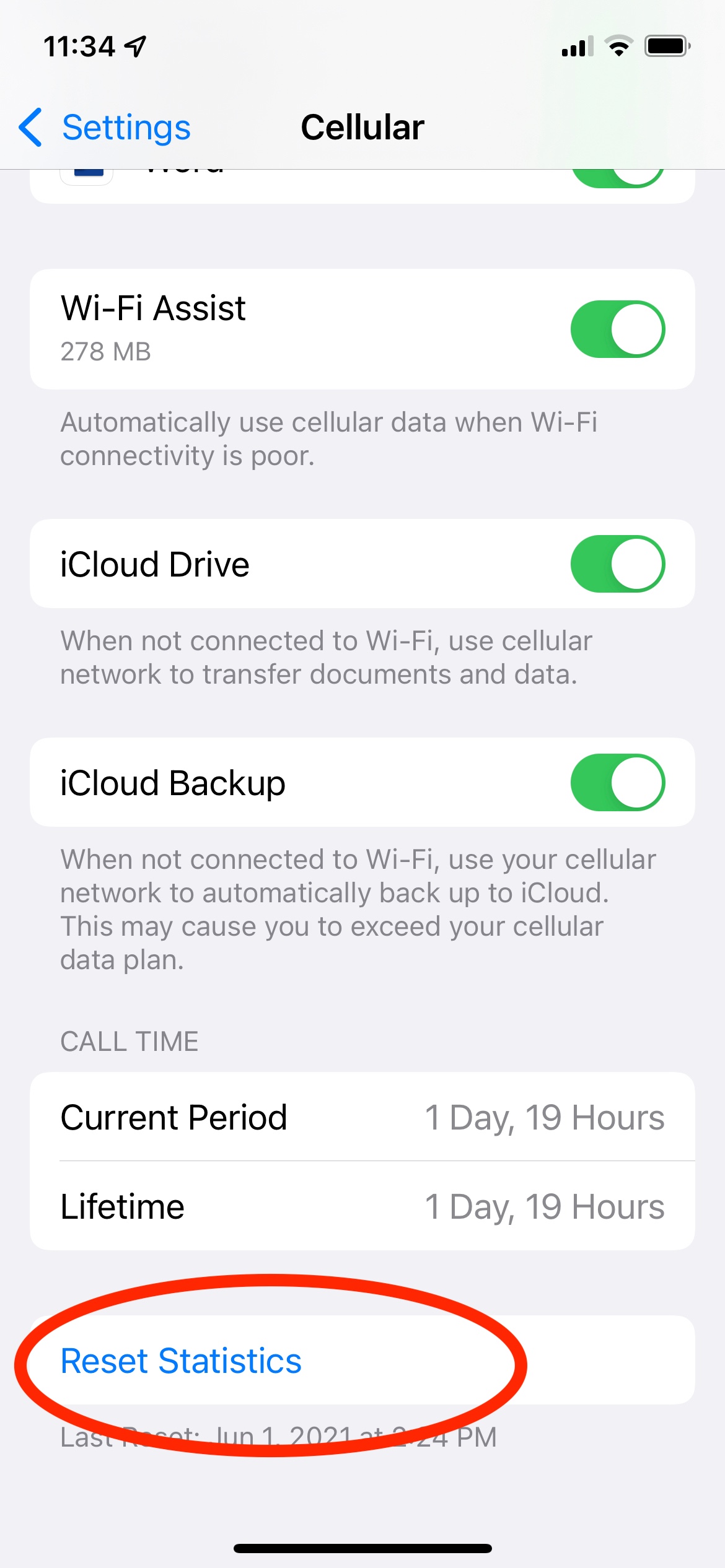 Where is reset cellular data statistics i… - Apple Community
