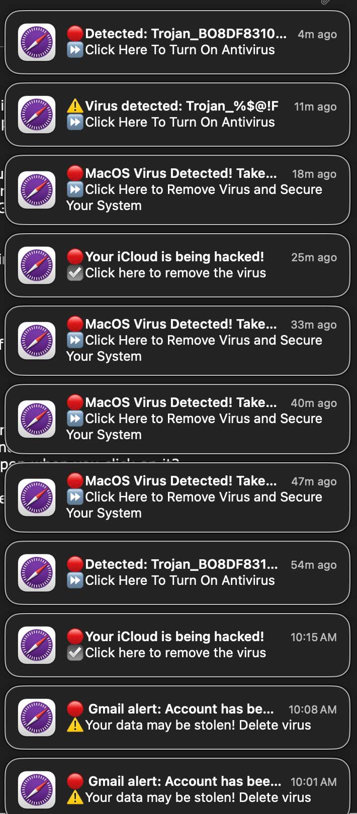 Continuous notifications of virus and tro… - Apple Community