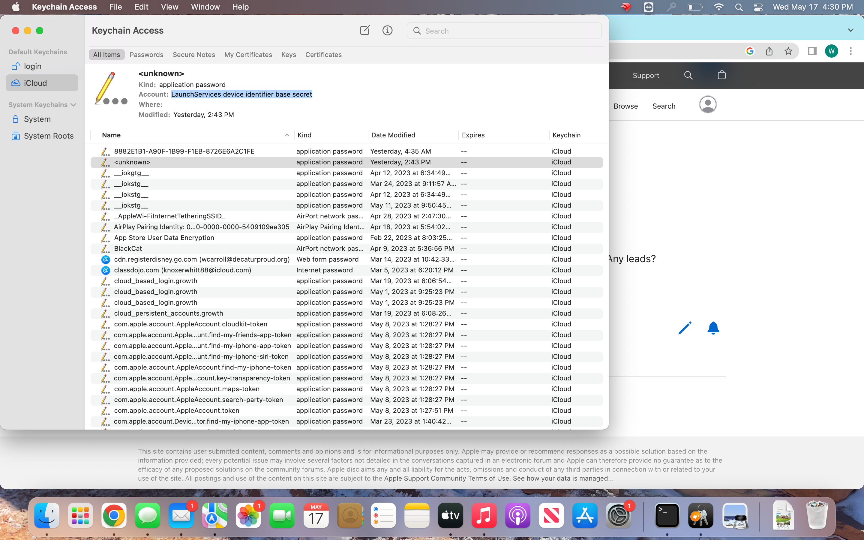 LaunchServices device identifier base sec… - Apple Community