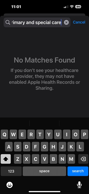 Unable to share health data with provider… - Apple Community