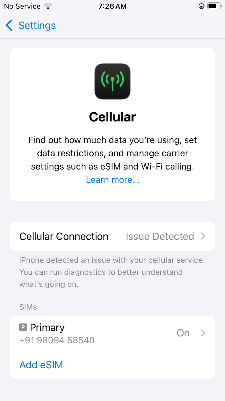 Cellular Connection Issue Detected - Apple Community