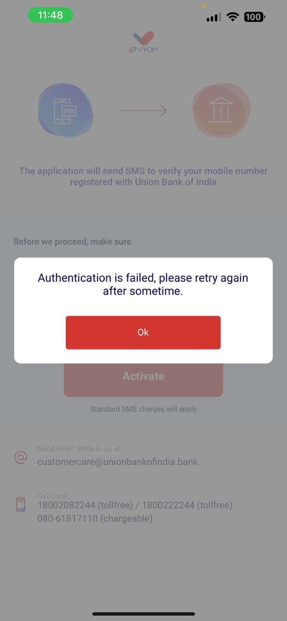 Union Bank of India Mobile Banking authen… - Apple Community