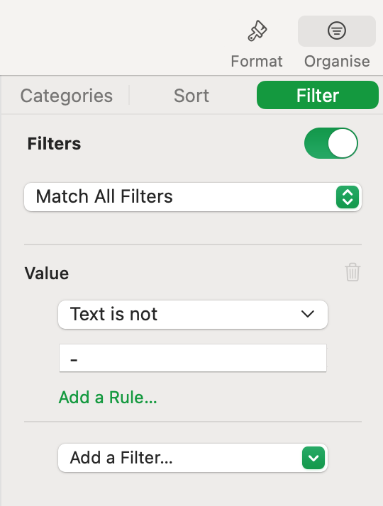 iCloud Numbers formula over filtered rows… - Apple Community