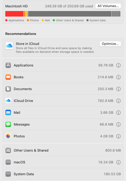 unexplained system data disk space used - Apple Community