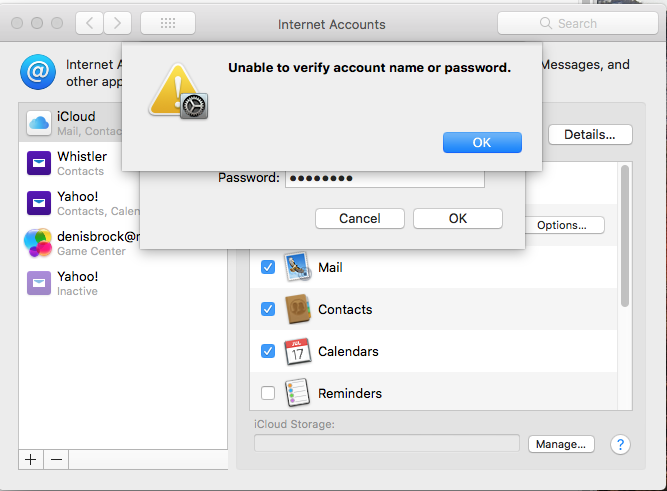 Unable to verify account name or password - Apple Community