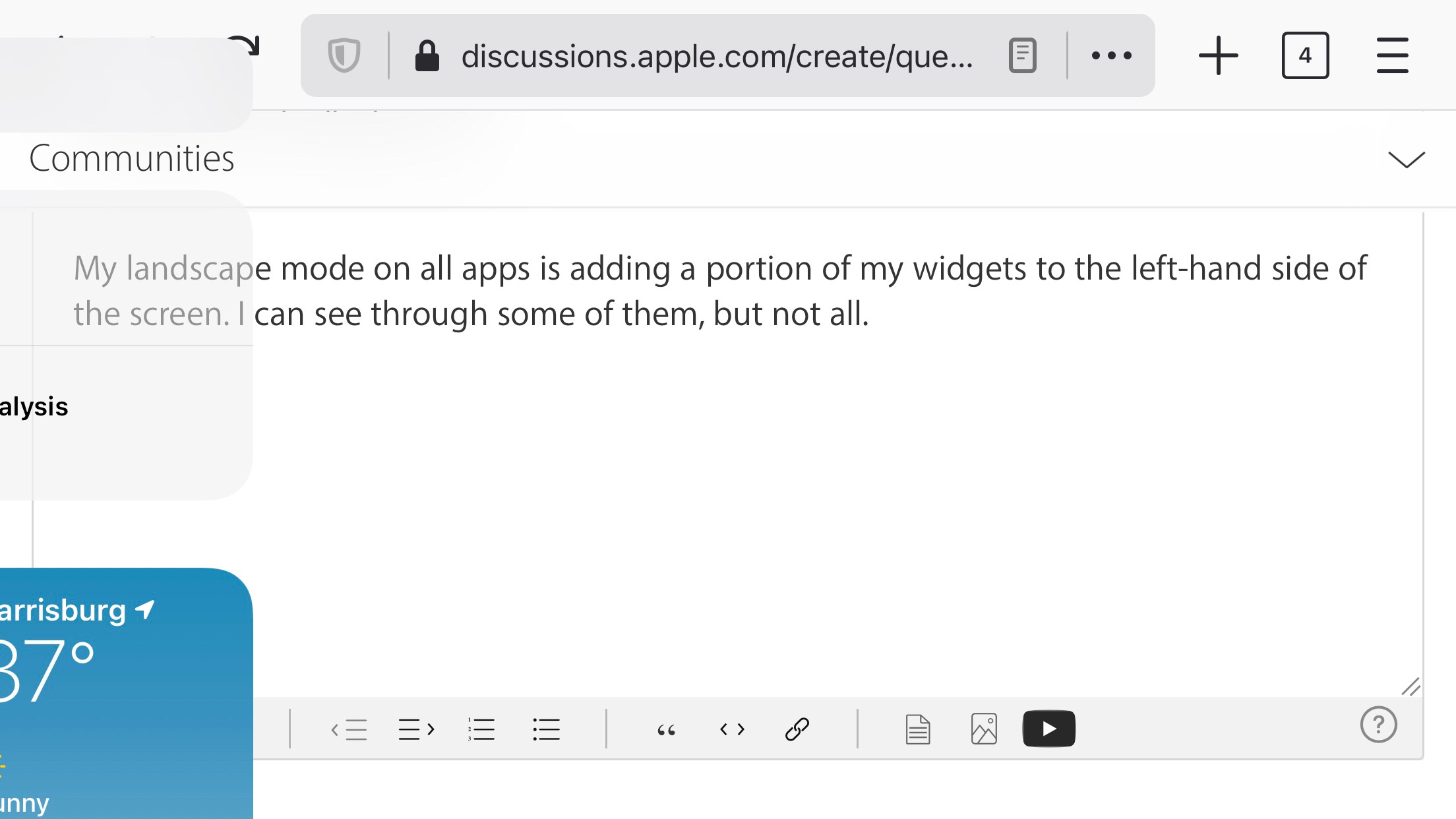 landscape mode display error - Apple Community