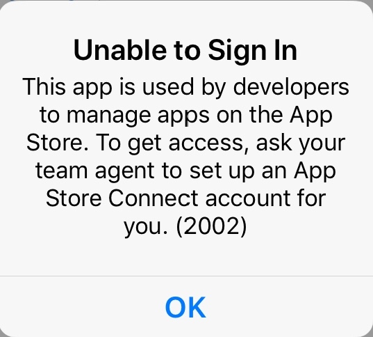 Error 2002 Apple Store Connect for Develo… - Apple Community