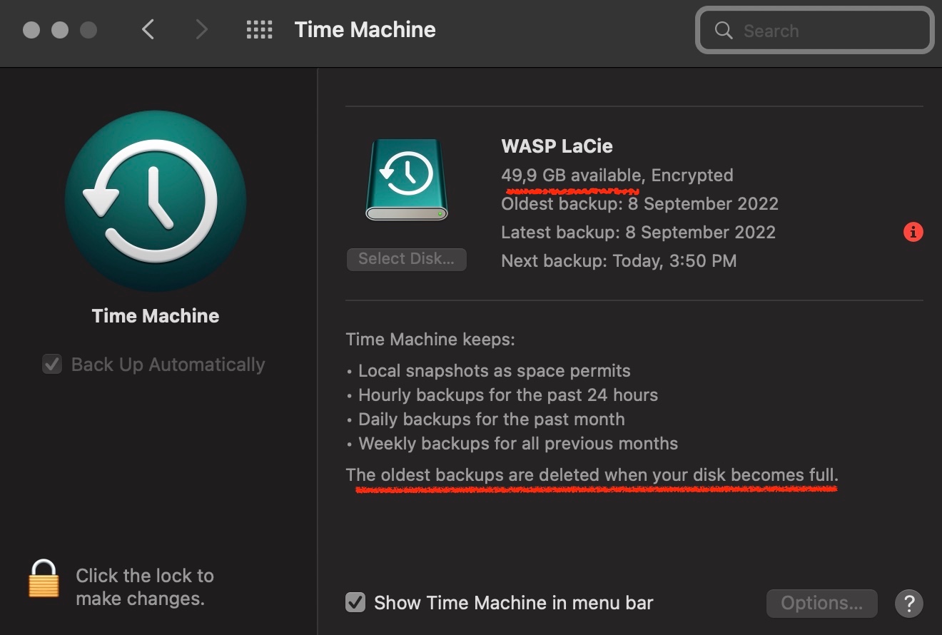 Time Machine not backing up for lack of s… - Apple Community