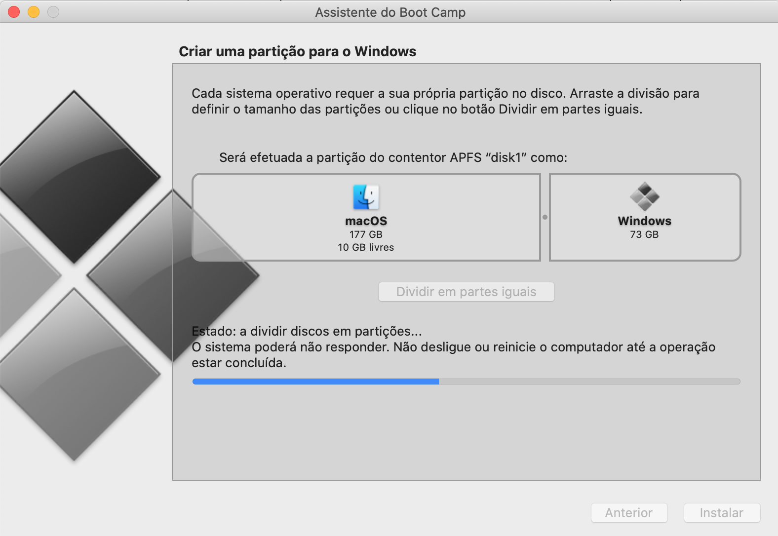 Bootcamp stuck at disk partition - Apple Community