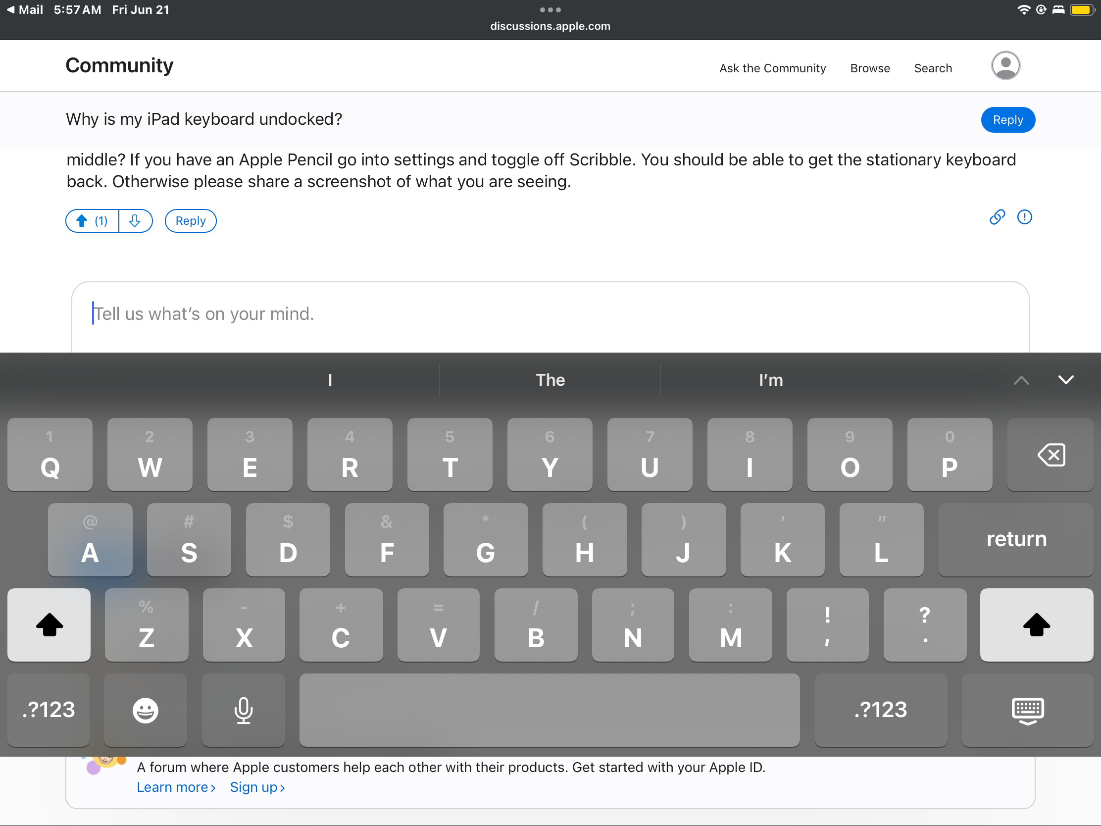 Why is my iPad keyboard undocked? - Apple Community