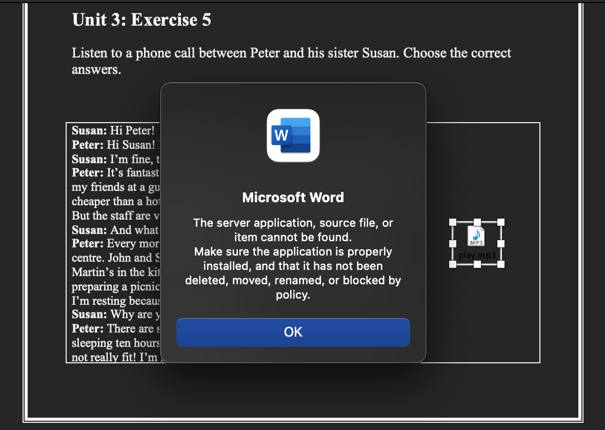 Problem playing audio files in Word (.doc… - Apple Community