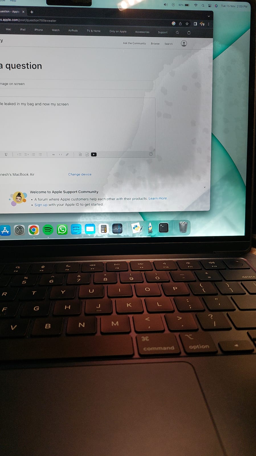 Water damage on screen - Apple Community