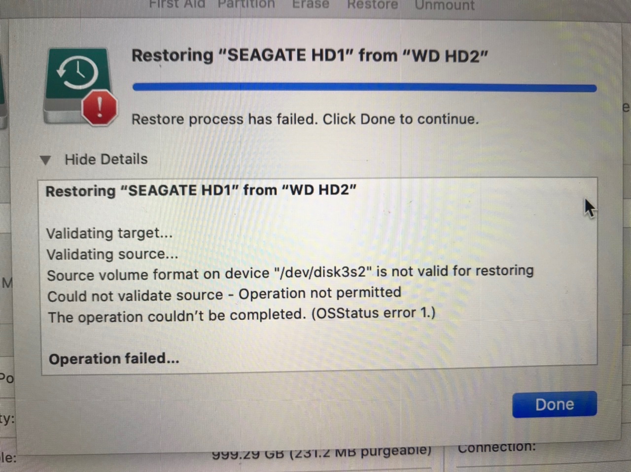 Restoring external hard drives OSStatus E… - Apple Community