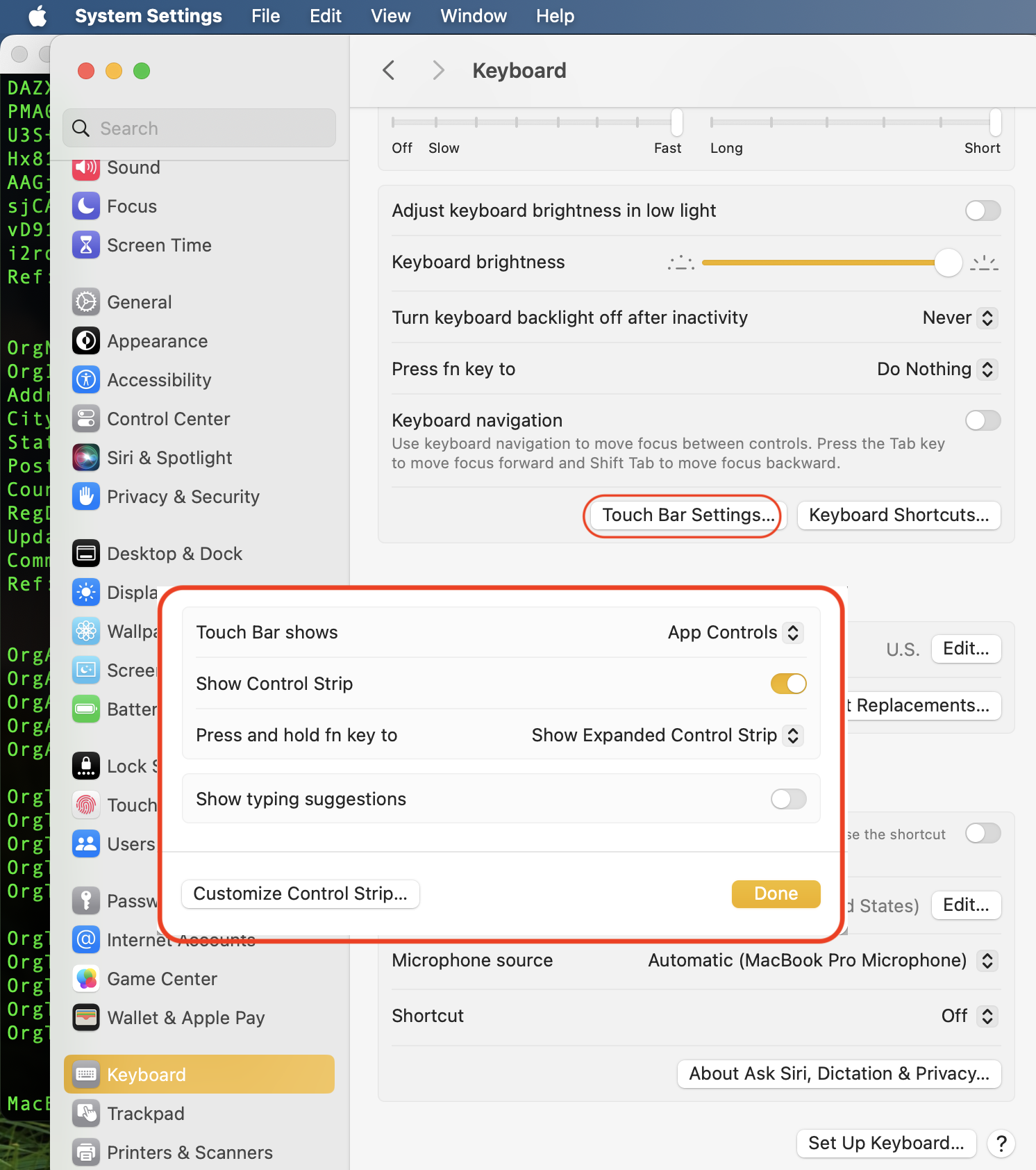 Touchbar not showing keyboard or original… - Apple Community
