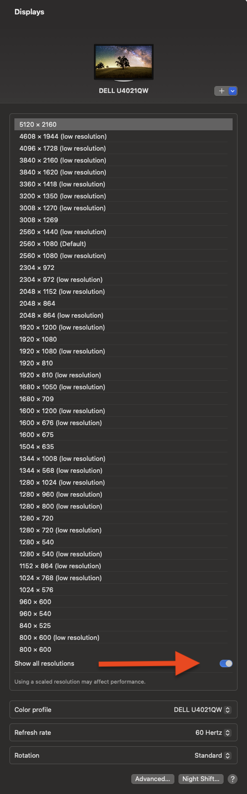 Display U4021QW, certain scaling not avai… - Apple Community