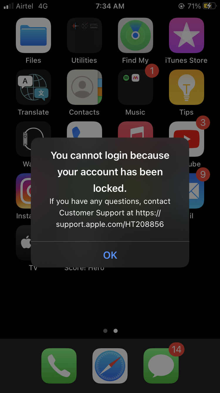 Why my account is locked - Apple Community