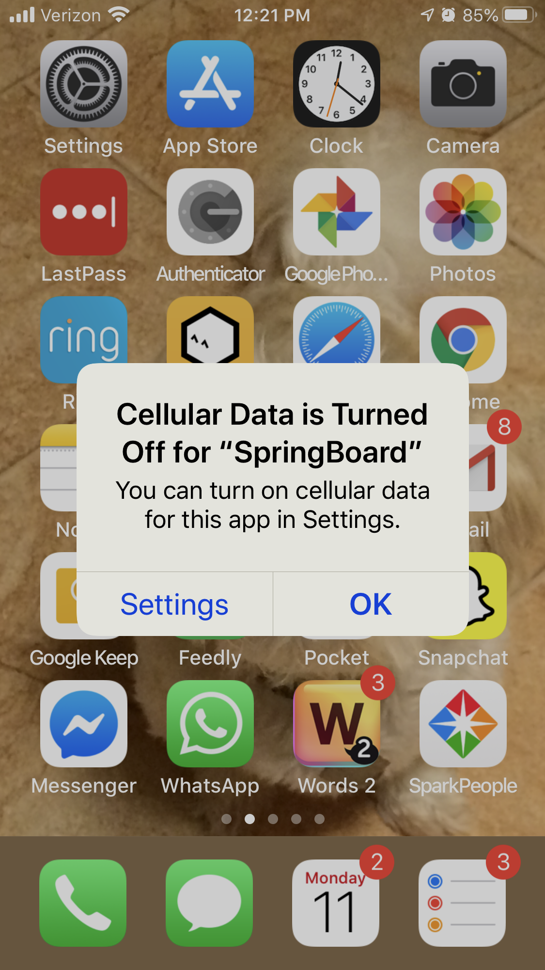 Cellular Data is Off for Springboard - Apple Community