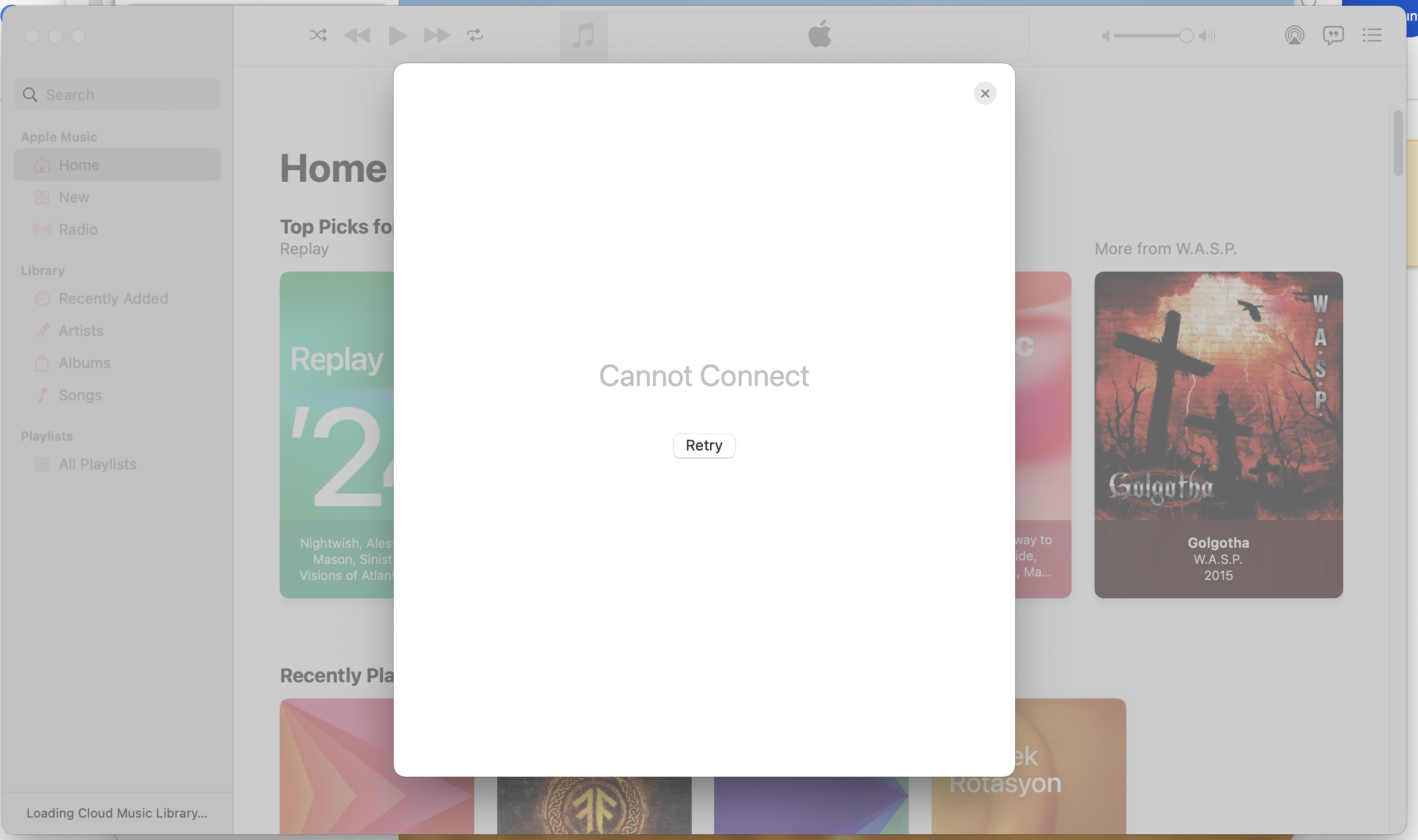 Apple Music Cannot Connect Error - Apple Community