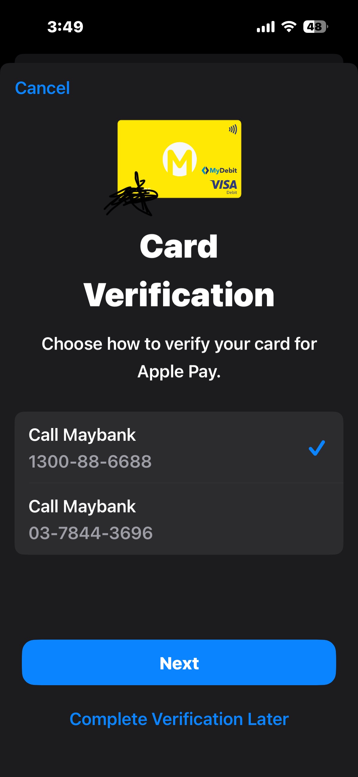 I cannot verify my bank card in apple pay… - Apple Community
