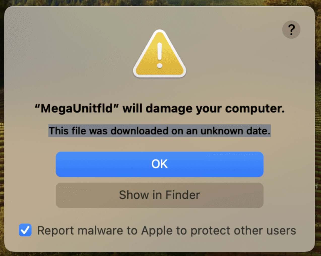 “MegaUnitfld” will damage your computer. - Apple Community