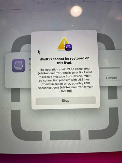 Configurator error "iPadOS cannot be rest… - Apple Community