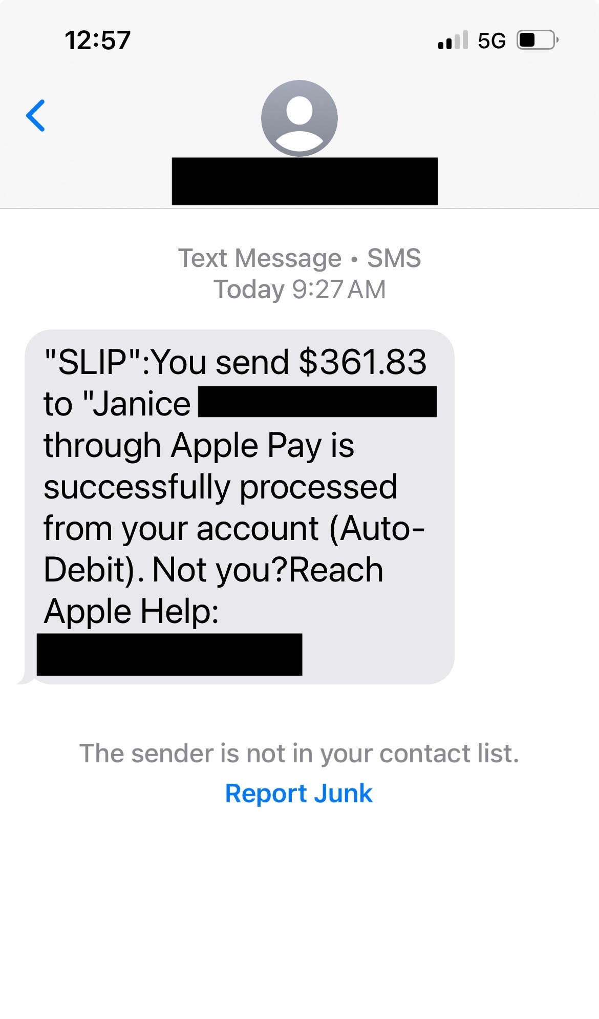 Apple Pay phishing attempt text on iPhone - Apple Community