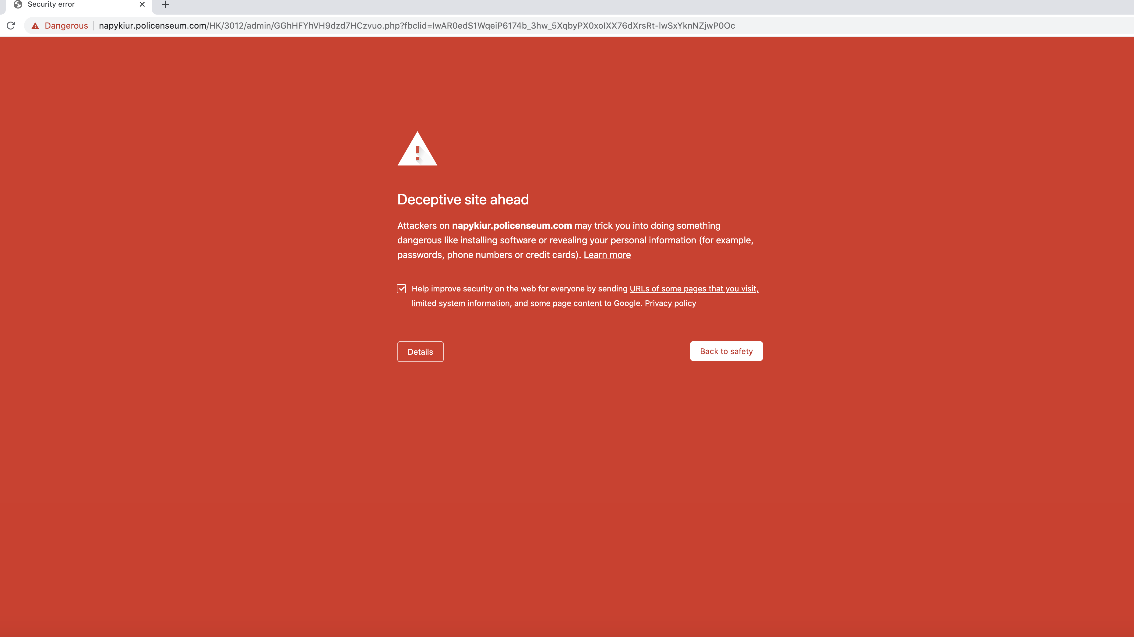 deceptive site ahead warning - Apple Community