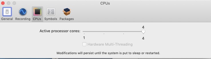Changing the number of CPU Cores running - Apple Community
