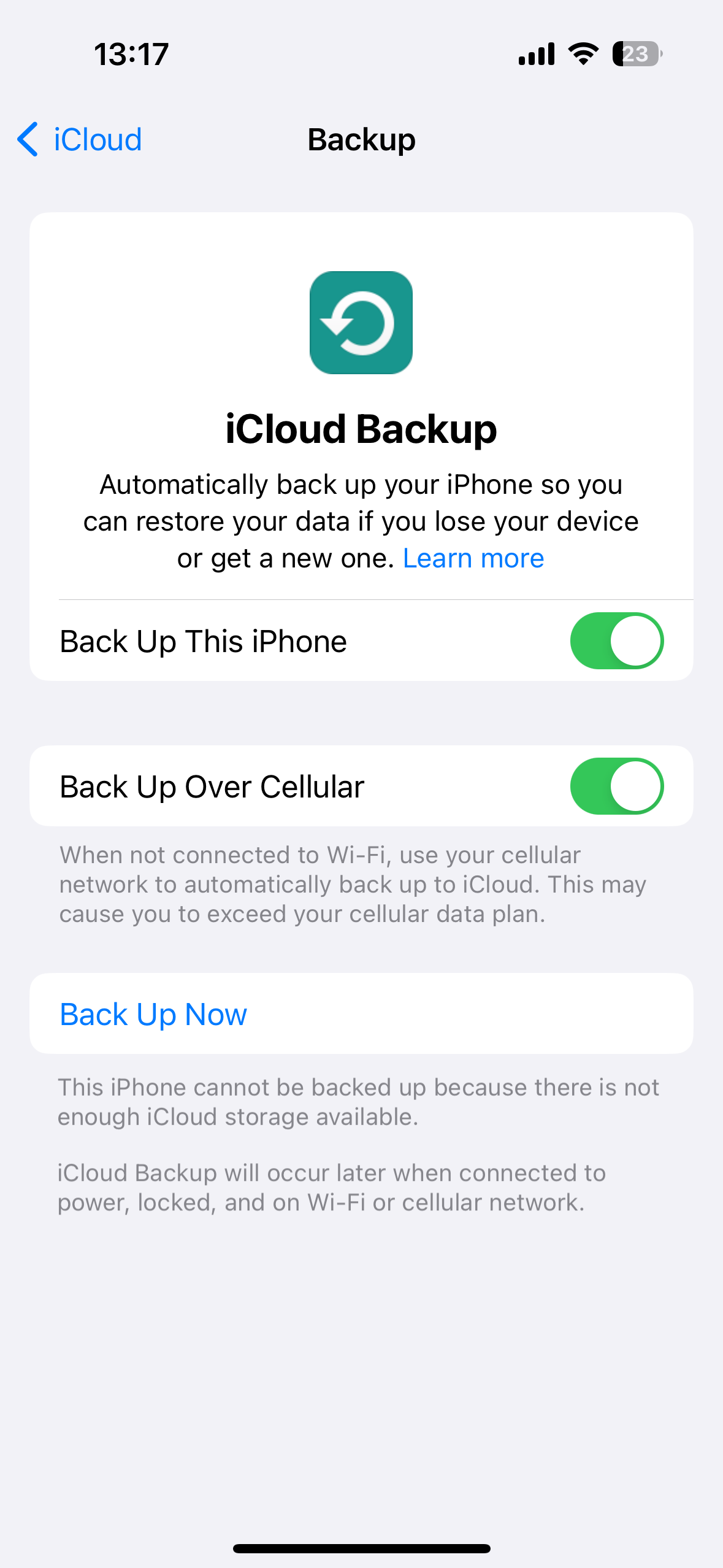 Unable to backup as iCloud - Apple Community