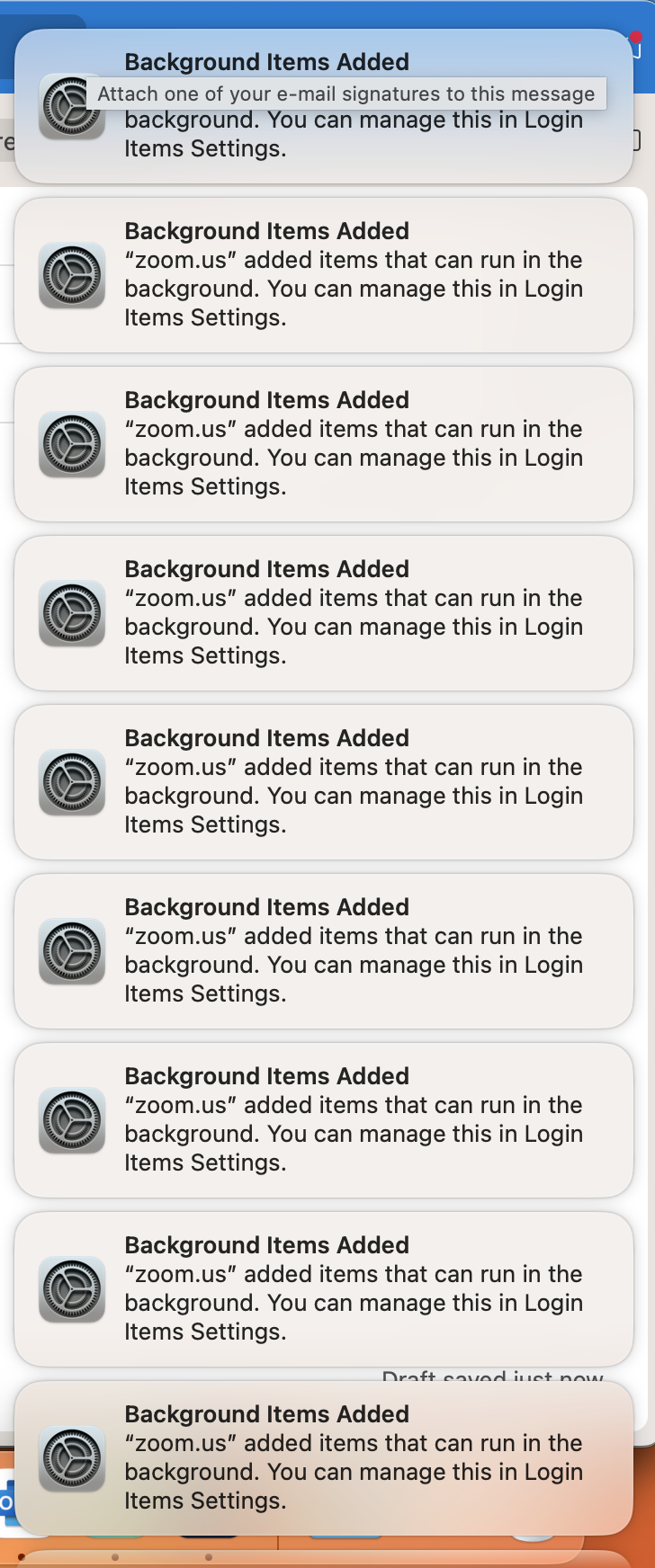 Zoom.US notifications at login never stops - Apple Community