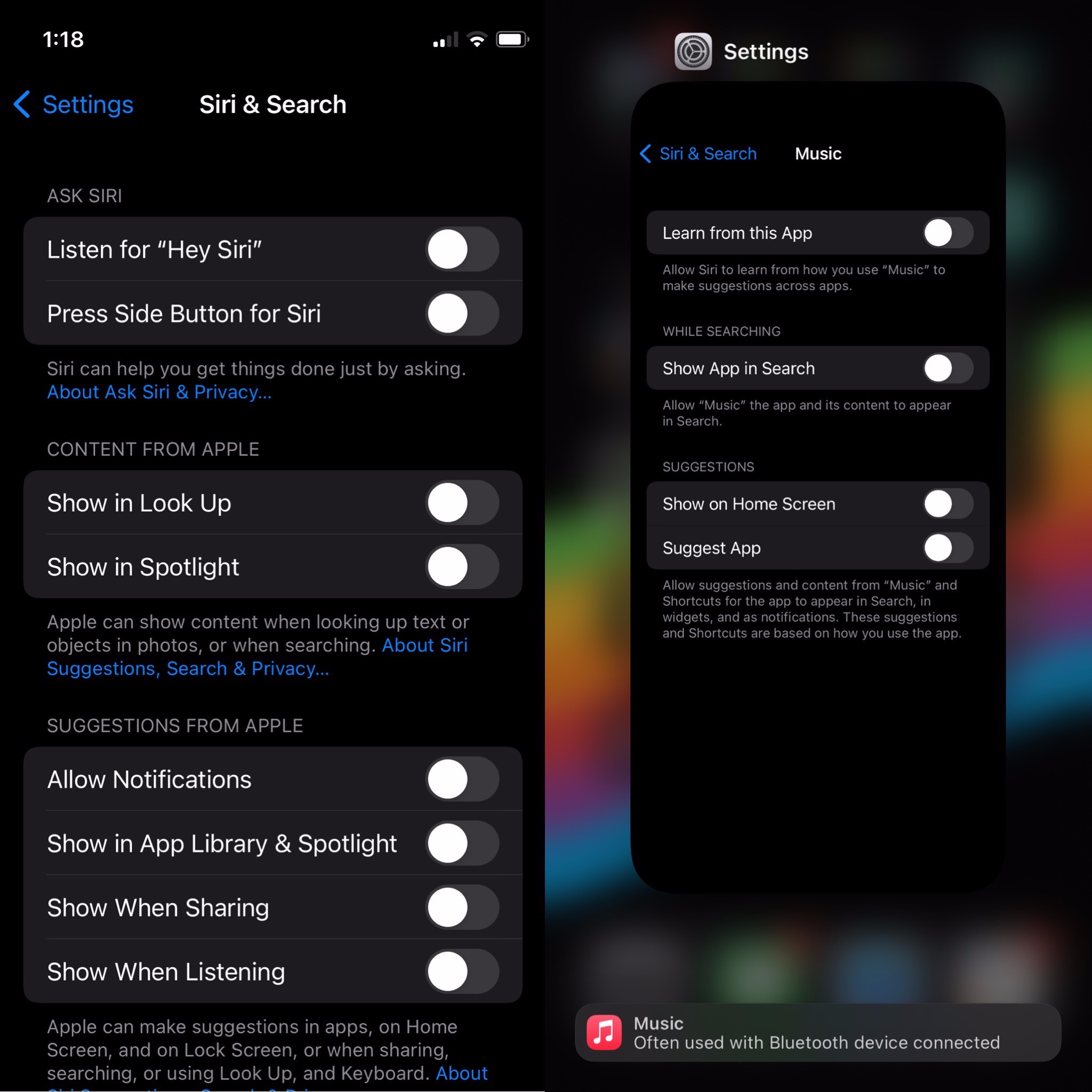 Disable Siri suggestions specifically in … - Apple Community