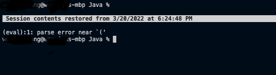 (eval):1: parse error near `(' when o… - Apple Community
