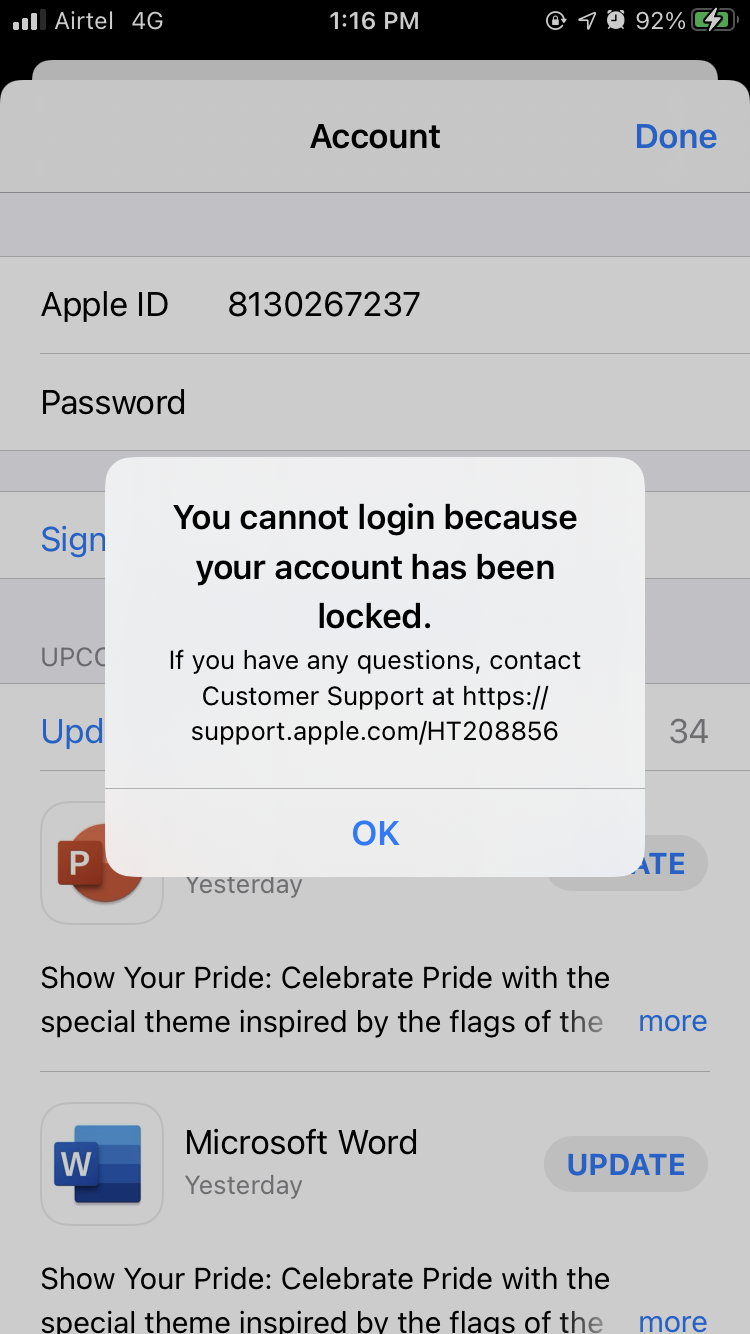 Why my account has been locked and i m no… - Apple Community
